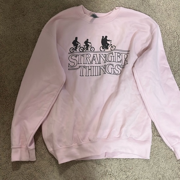 Gildan | Sweaters | Light Pink Stranger Things Sweatshirt | Poshmark